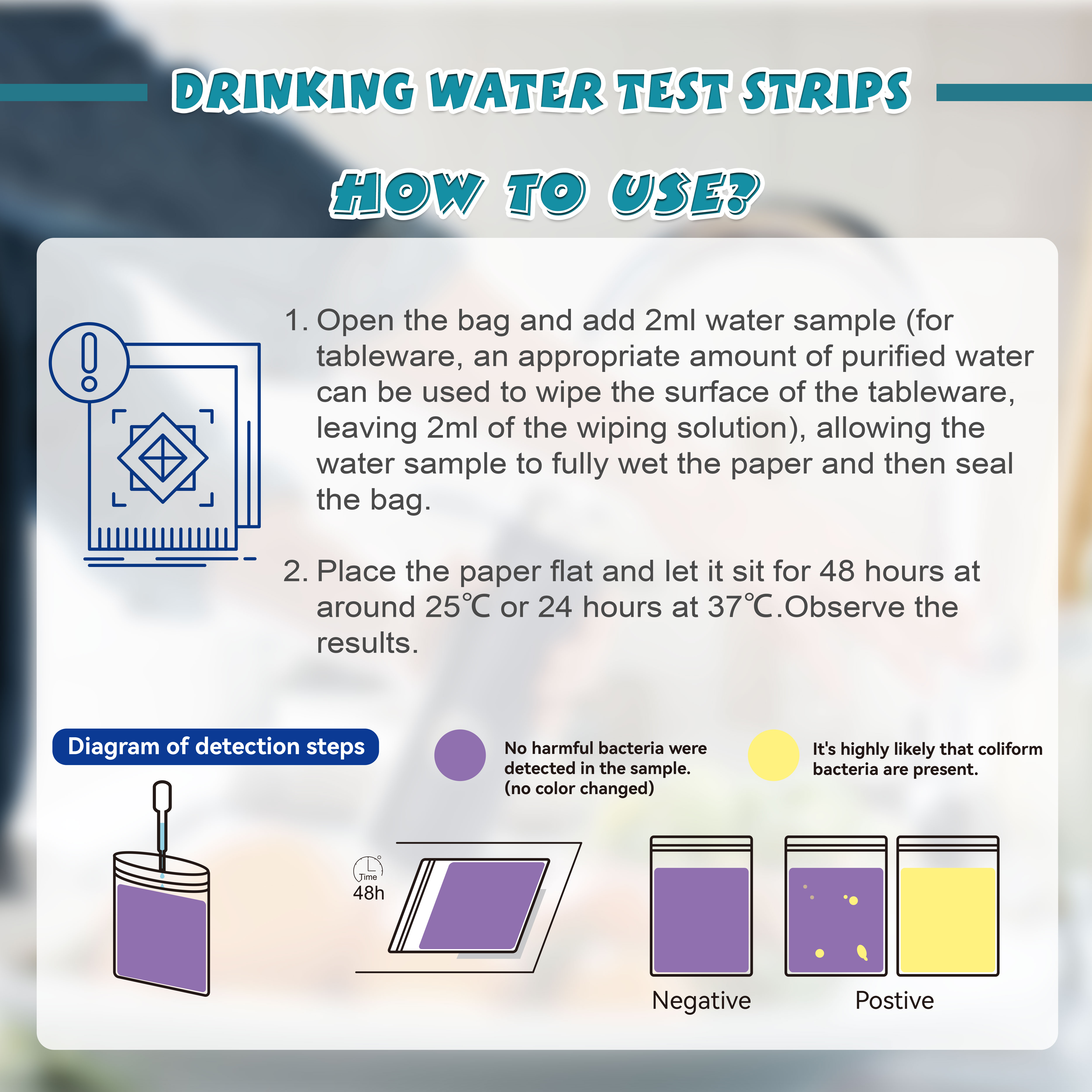 225pcs+2 Bacteria Pater Water Quality Test Strips pH, Iron, Mercury ...