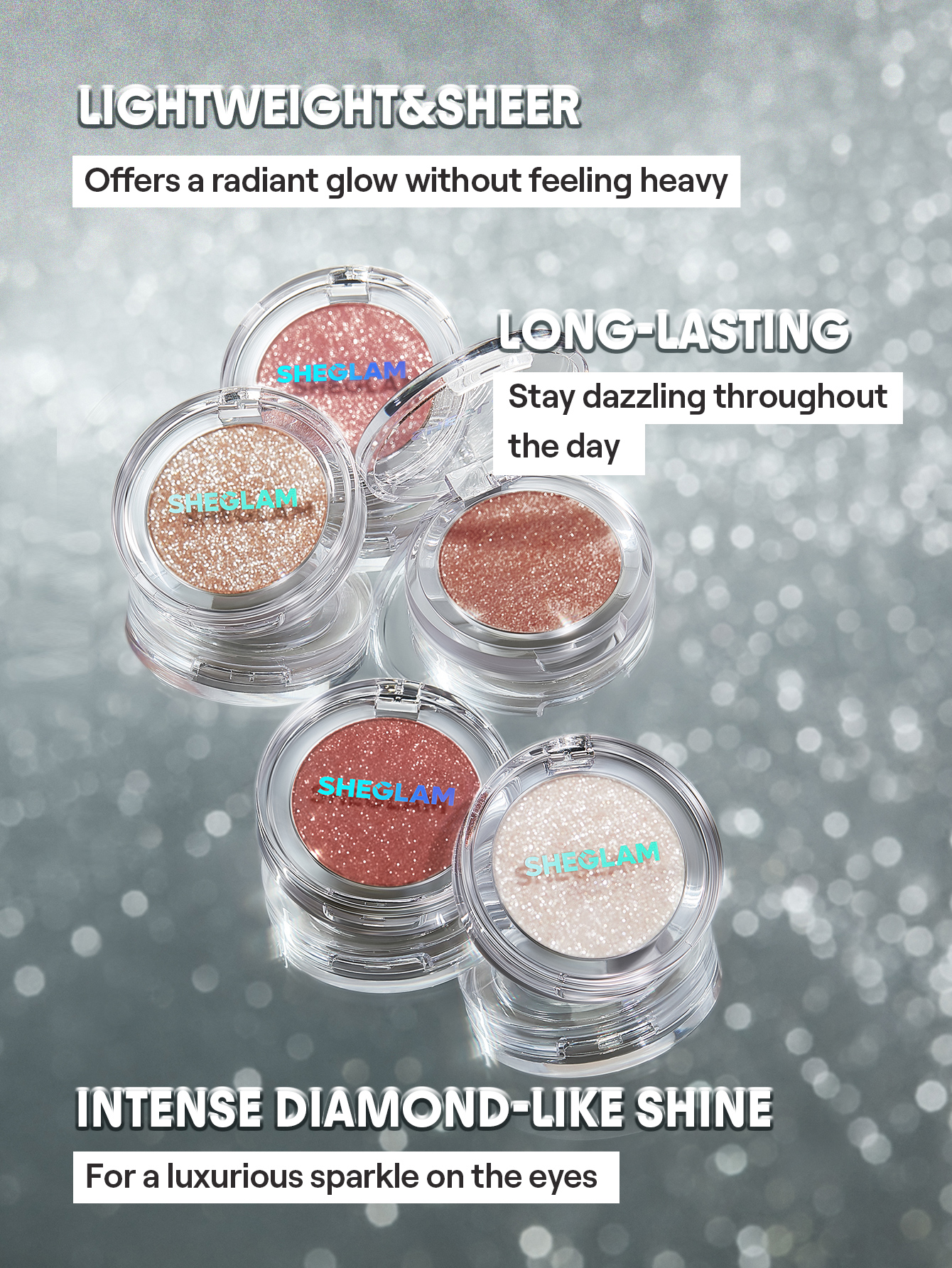 SHEGLAM Enigma Sparkly Glitter Eyeshadow Palette Lightweight Eye Shadow ...