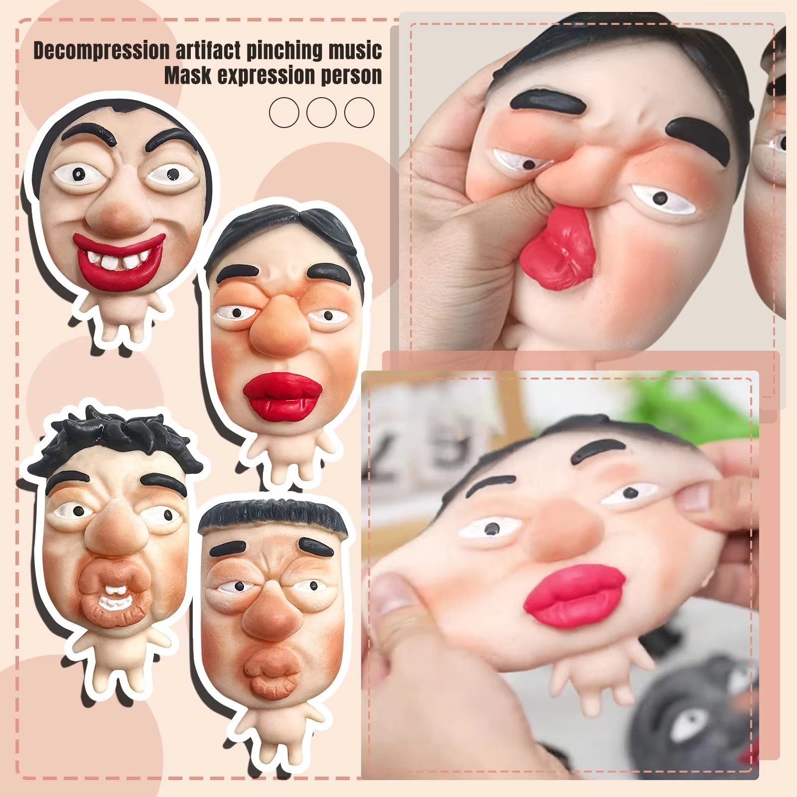 Stress Relieving Tool Pinch Music Mask Facial Expression Character ...