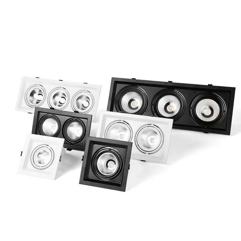 Rectangular LED Spotlight Three-Head COB Ceiling Light Commercial ...