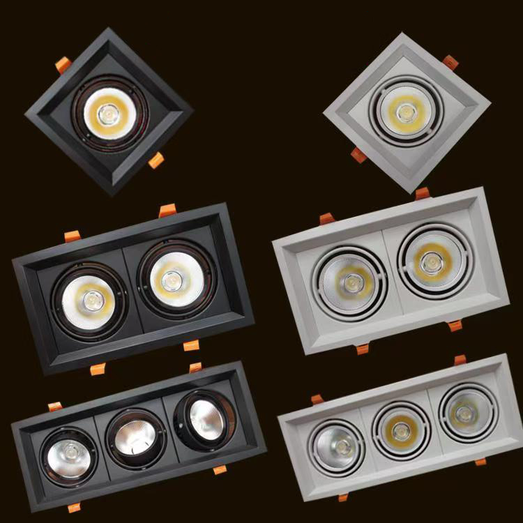 Rectangular LED Spotlight Three-Head COB Ceiling Light Commercial ...