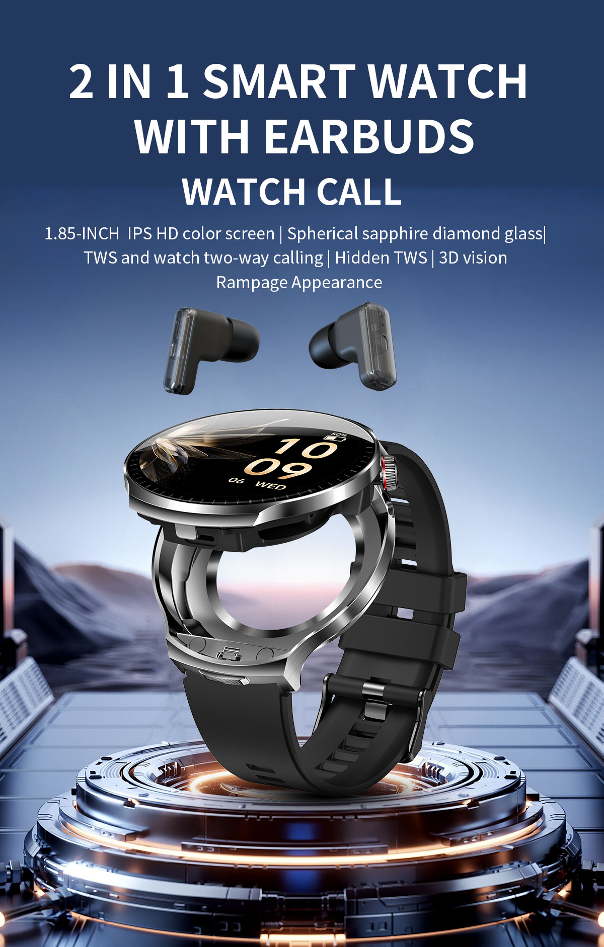 New 2-in-1 smart watch with headphone TWS Bluetooth headphone ...