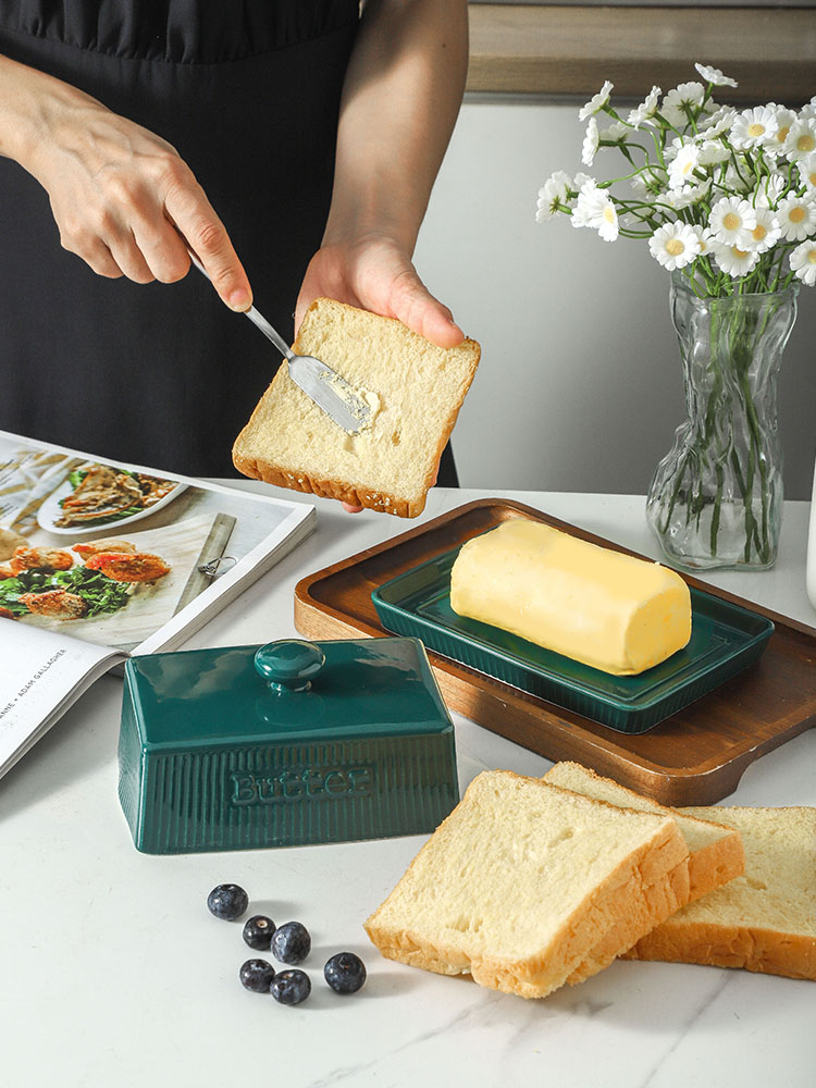 MBB Ceramic Butter Box with Lid & Free Knife - Perfect for Storing ...