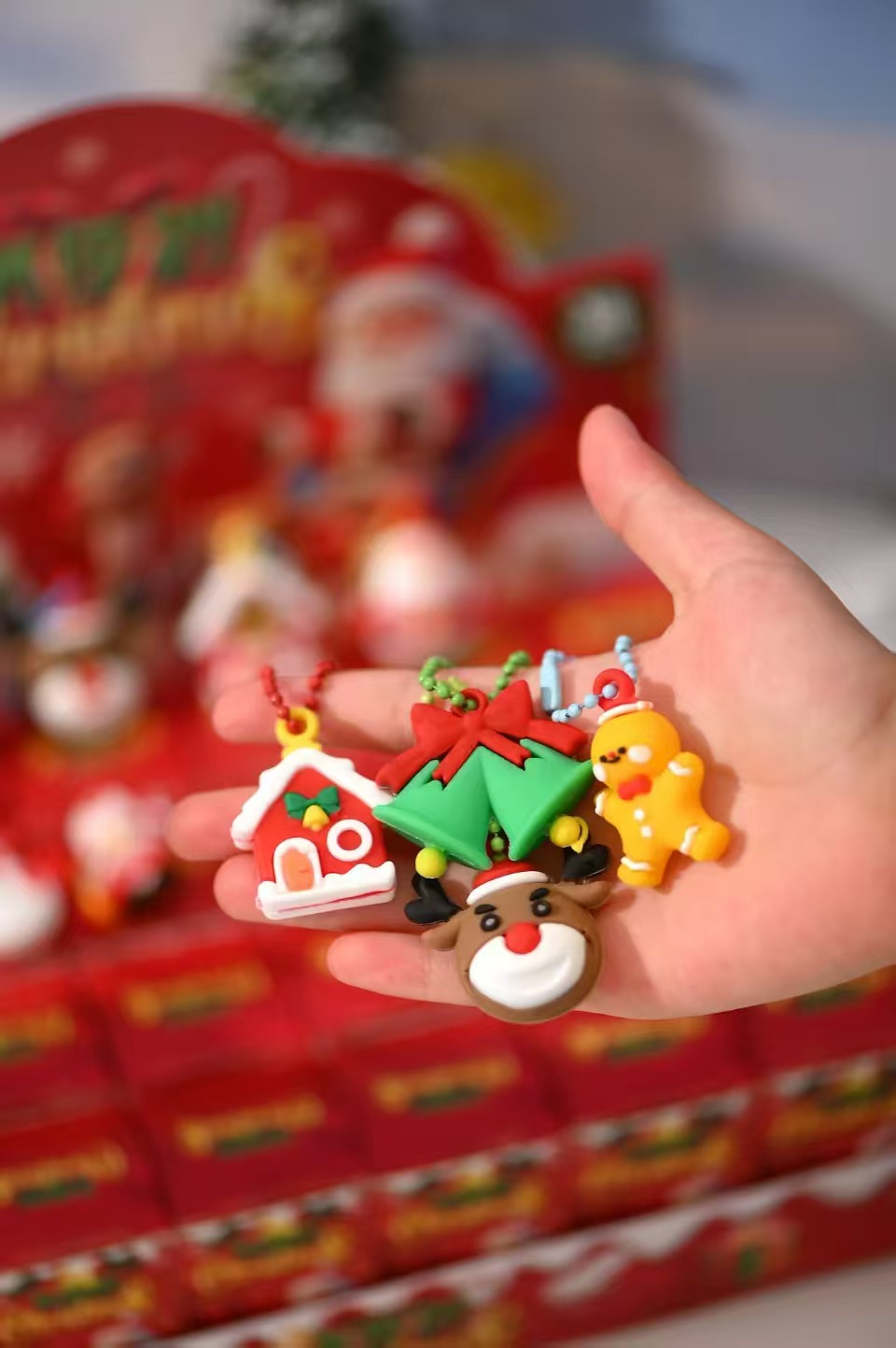 24 Christmas blind box keychain Santa Claus key ring cute doll kids ...