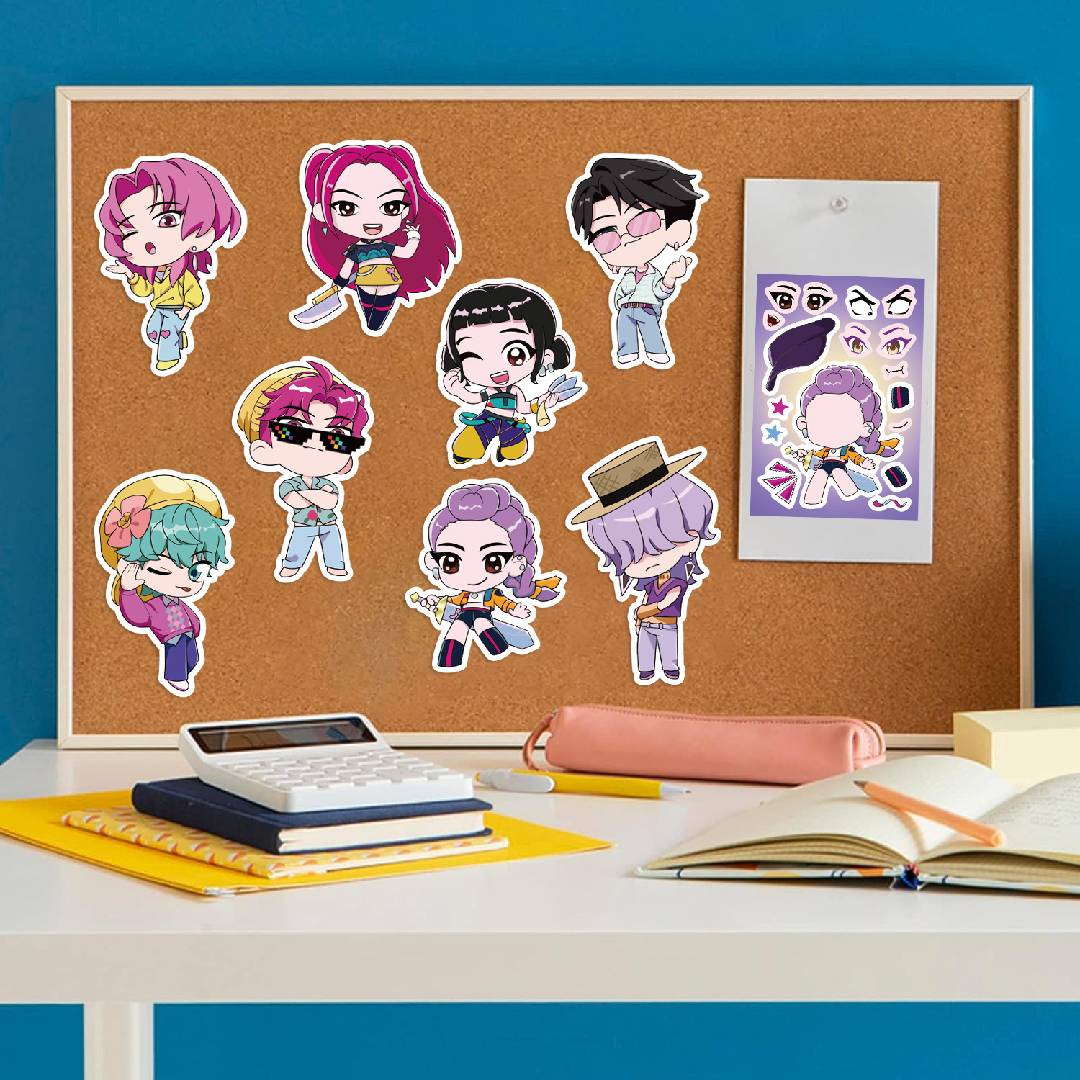 8Pcs KPop Demon Hunters Puzzle Stickers Saja boys Rumi DIY waterproof ...