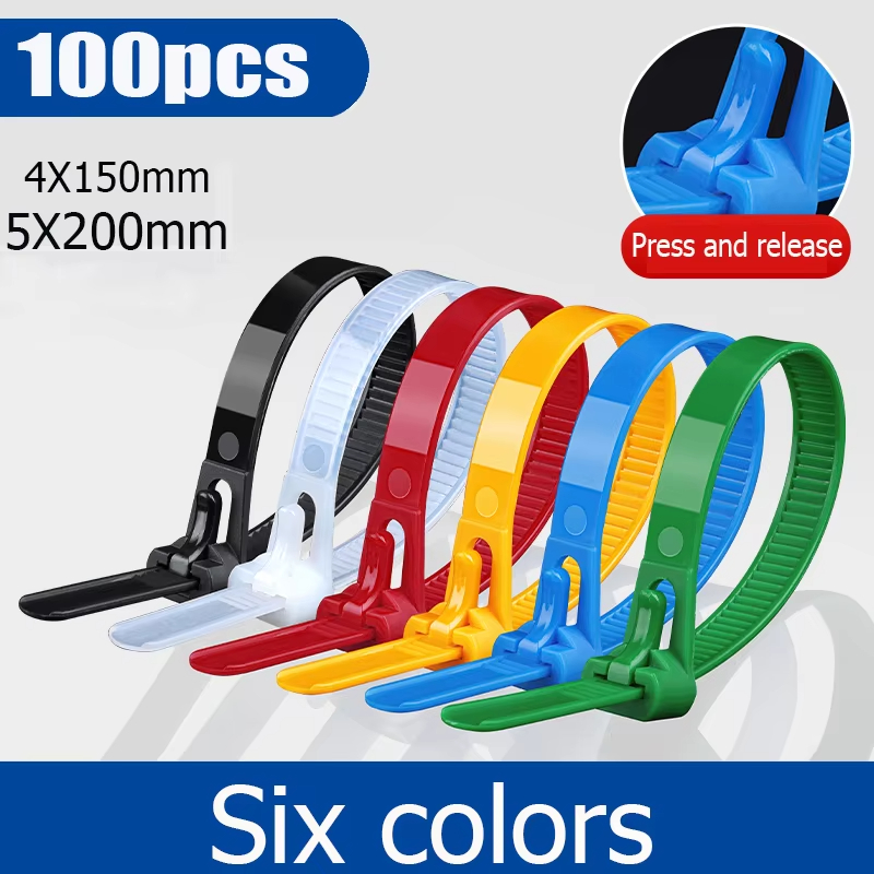 100Pcs Nylon Cable Ties – Releasable Nylon Cable Tie Multi-Purpose |Wire Organizer |Car Repair ...