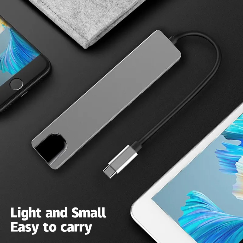 Type C Hub 8 in 1 USB C USB 3.1 to 4K HDMI Adapter with RJ45 SD/TF Card ...