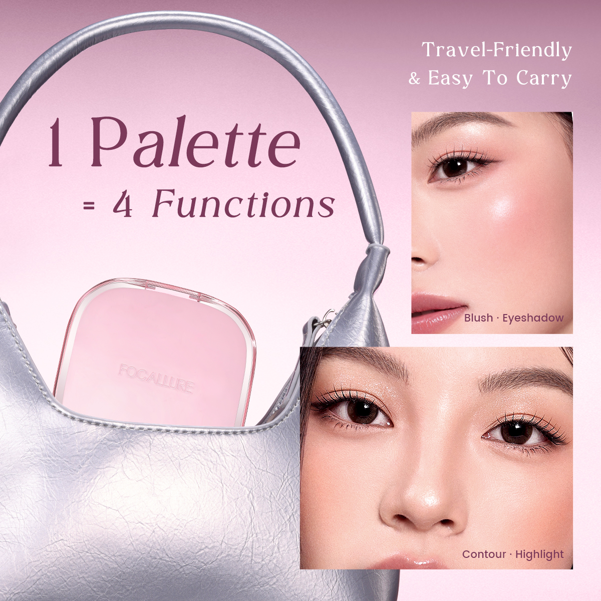 FOCALLURE Prism Multi-use Glow Blush Highlighter Contour Face Palette ...