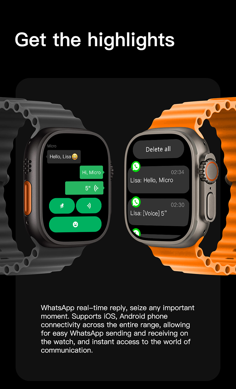 Microwear Ultra 5 Pro Smart Watch WhatsApp Cchat 49mm ChatGPT AI ...