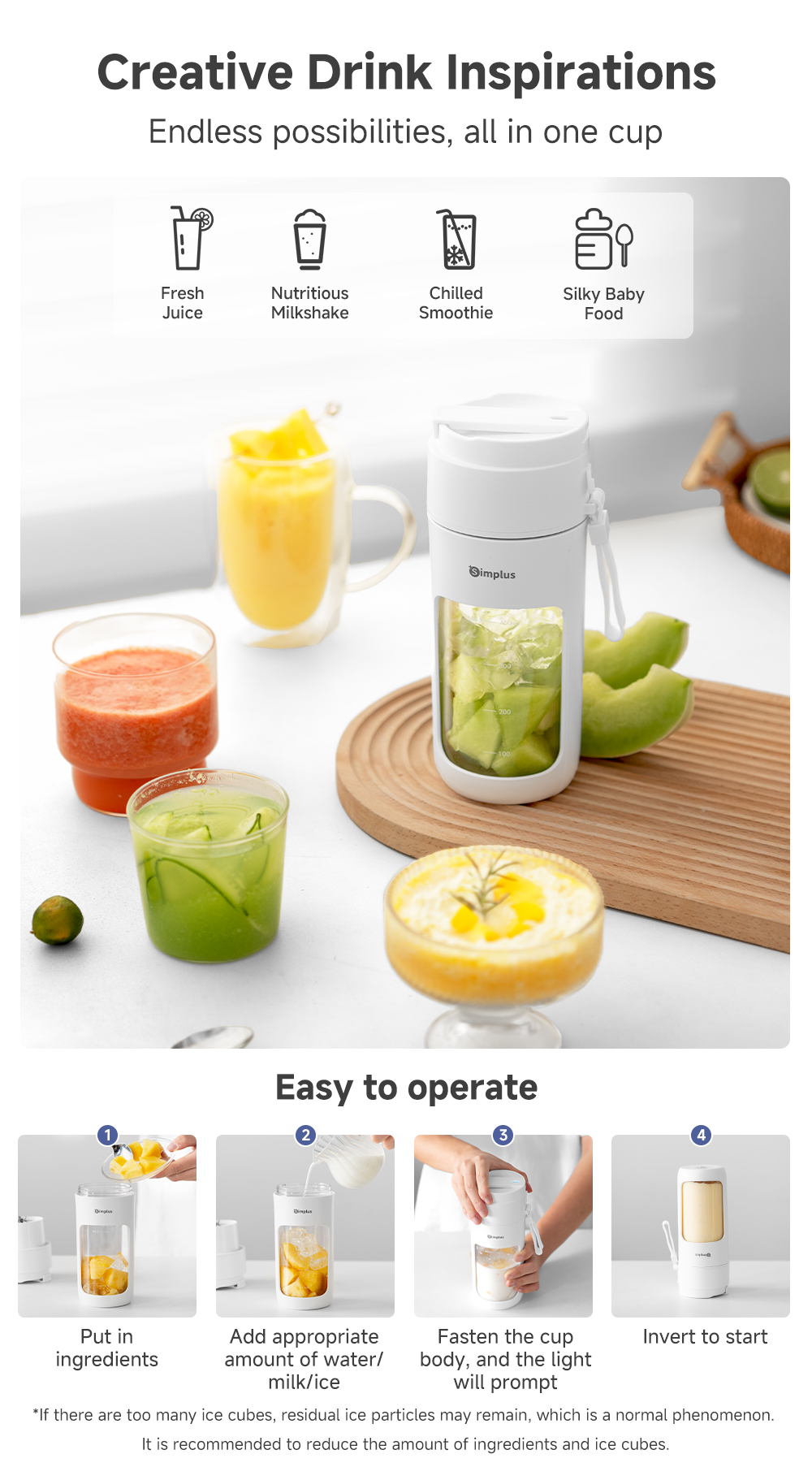 Simplus Juicer Wireless Portable Direct Drink Cup丨400mL Capacity丨 ...