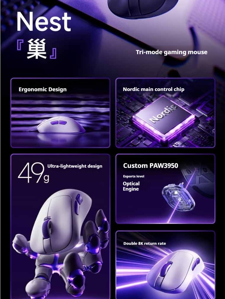 AKKO Nest Three mode Dual 8K Lightweight Ergonomic Office PAW3950 E ...