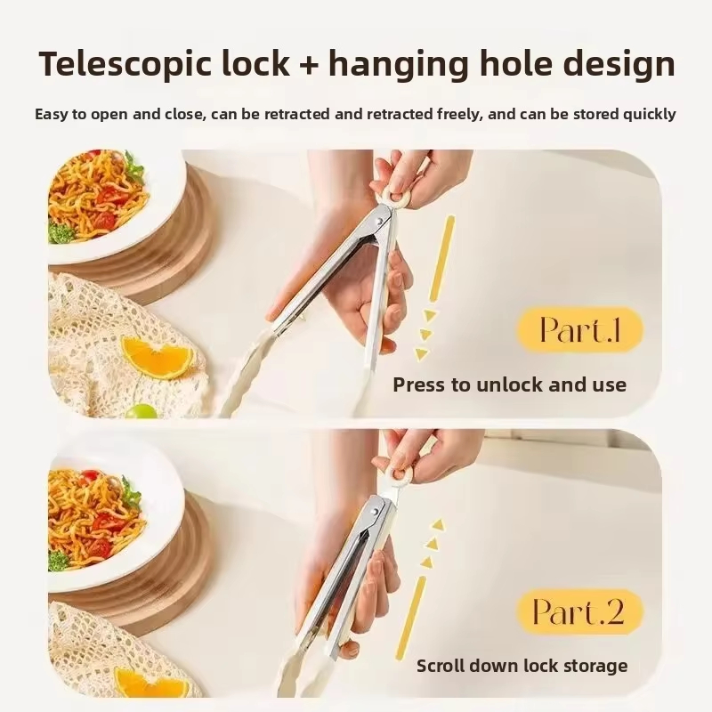 Penyepit Makanan Silikon Tahan Haba dengan Pemegang Keluli Tahan Karat ...