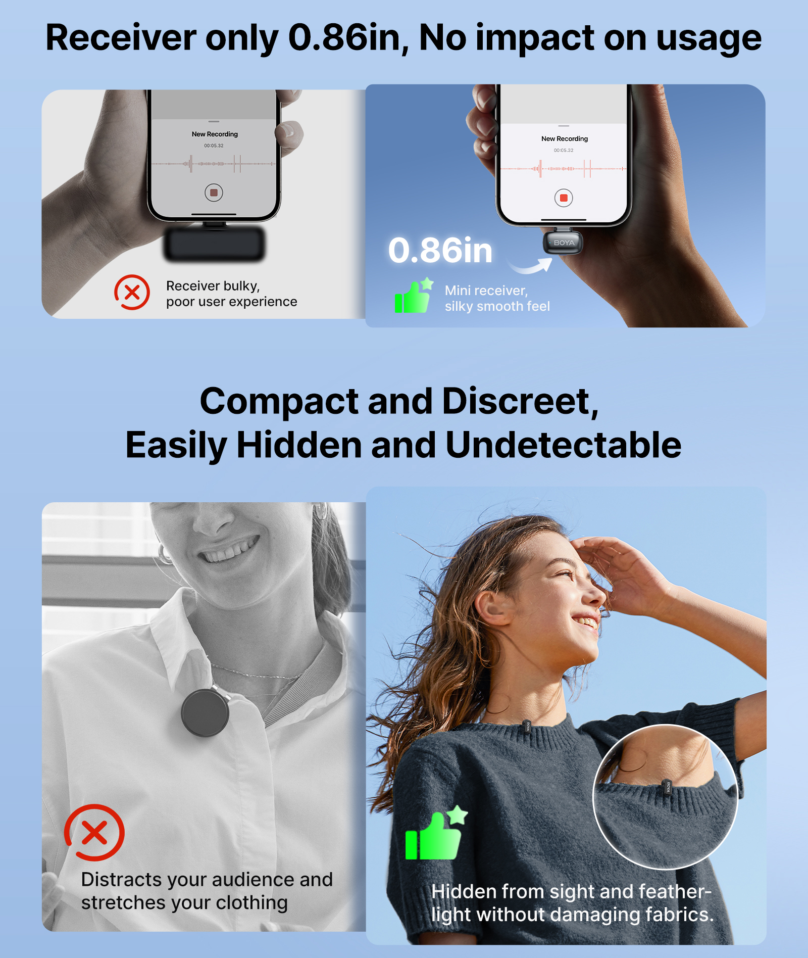 BOYA mini 2 Wireless Microphone Lapel AI Noise Cancellation Super mini ...