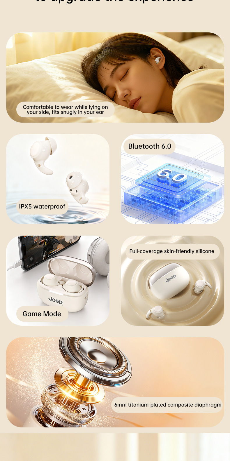 Jeep EW140 TWS Wireless Bluetooth Earphones BT 6.0 HiFi Sound HD Calls ...