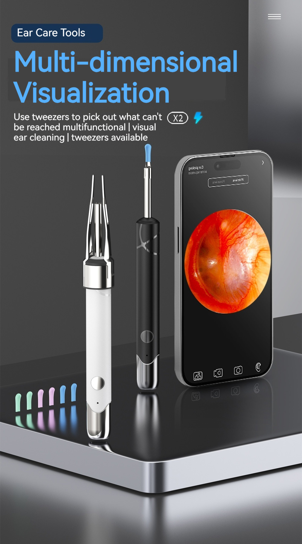 2300P HD Visual Ear Cleaner with Camera Earwax Removal Tool with ...