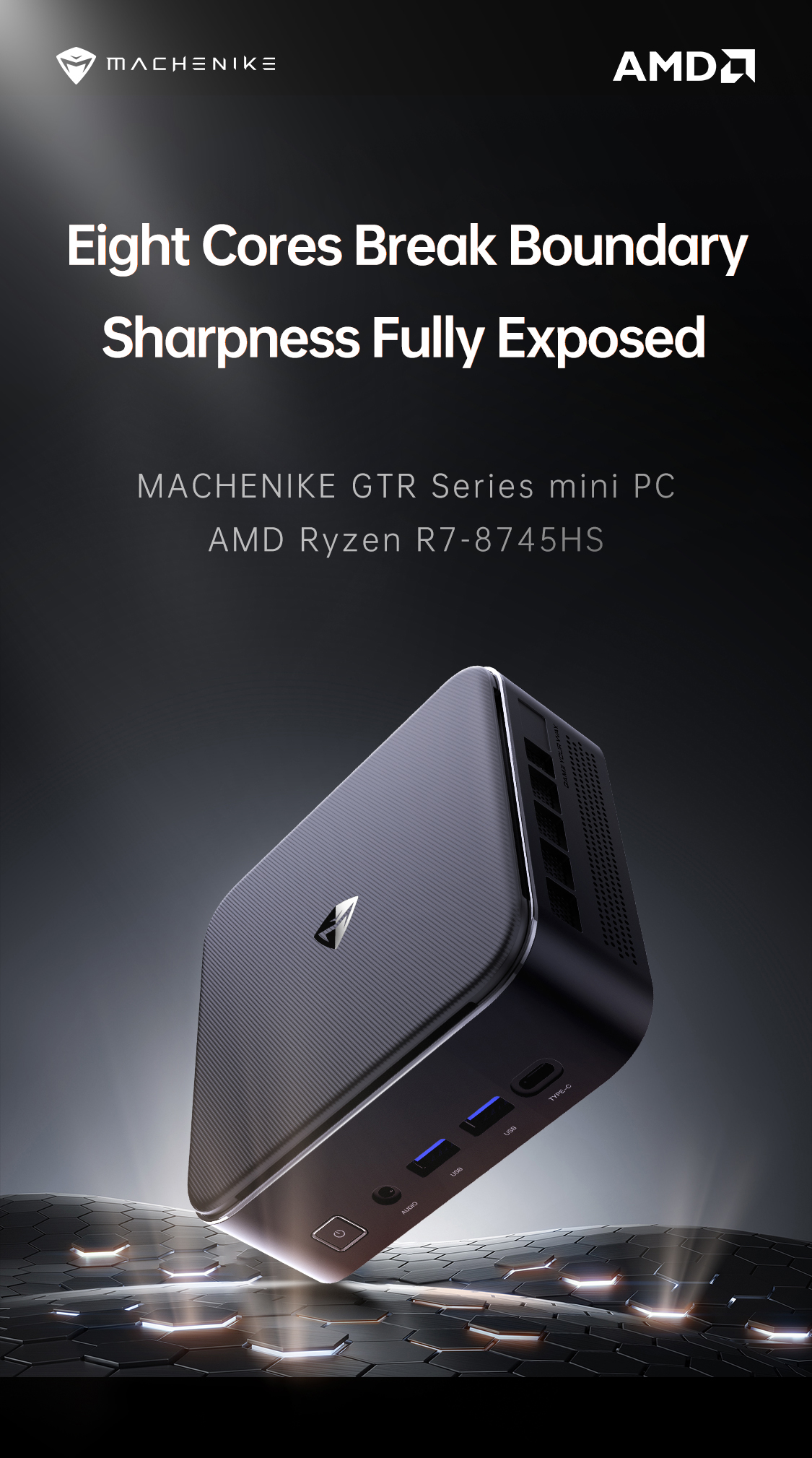 Machenike GTR Mini PC, AMD R7-8745HS, R7 H 255, 32G DDR5 1T SSD ...