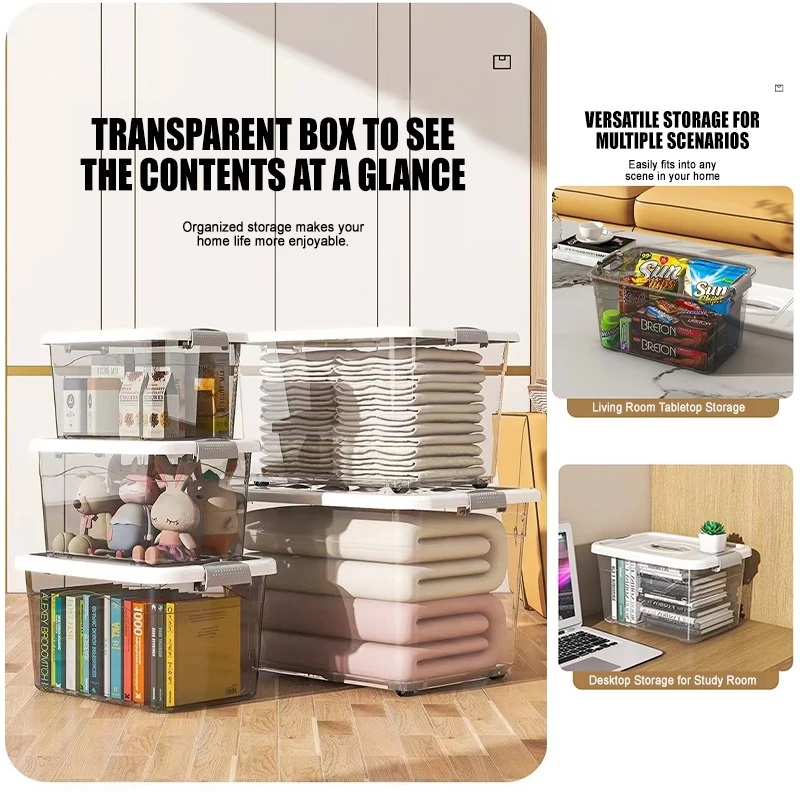 【IN STOCK】Transparent Storage Box With Cover Handle Lock Stackable ...