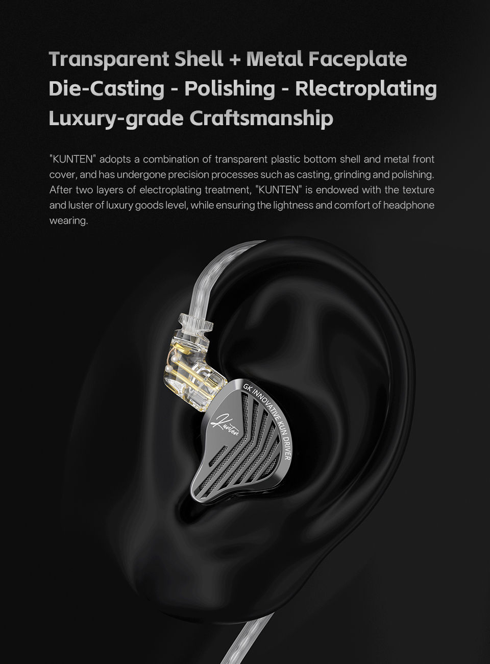 Faaeal GK KUNTEN Earphone HiFi Sound In-ear Monitor IEM 10mm Dynamic ...