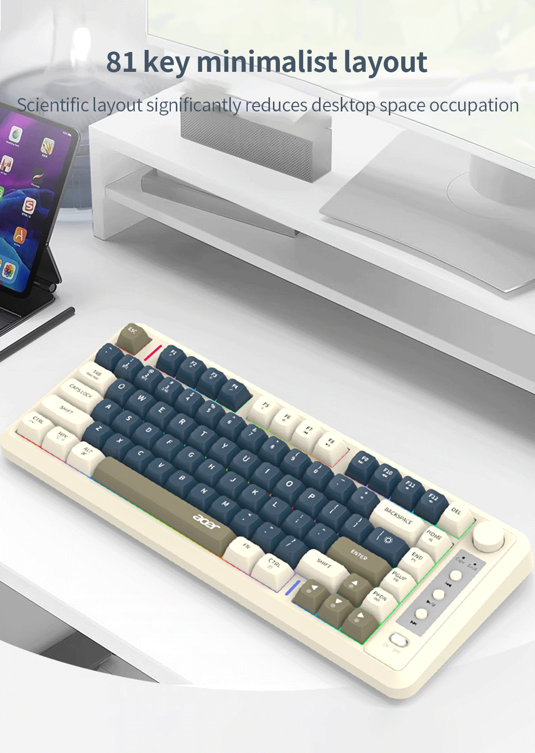 Acer OKR248 Dual-Mode Wireless Keyboard | RGB Backlighting & Multi ...