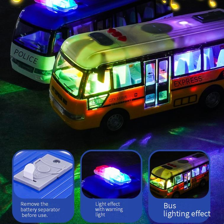 Simulation Bus Toy Transportation Pull Back School Bus Openable Door ...