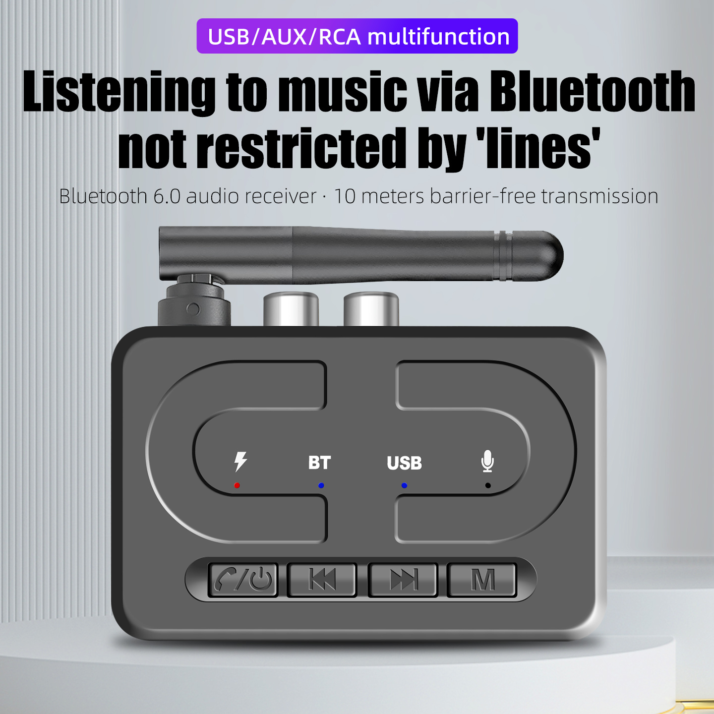 AUX RCA Bluetooth Receiver Adapter for Home Stereo System, HiFi 3.5mm ...