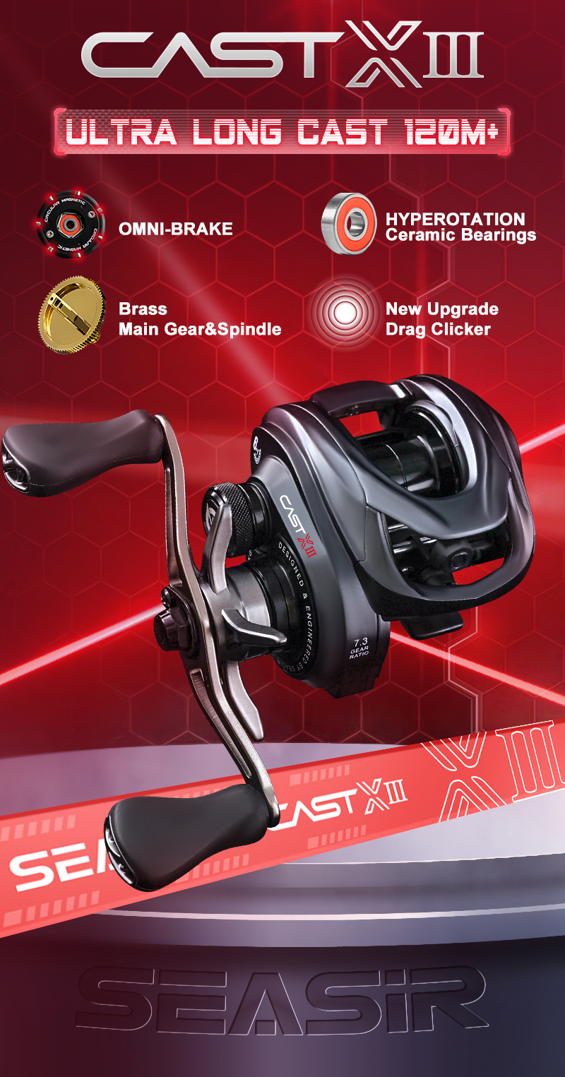 SEASIR CAST-X3 Baitcasting reel ultra long cast 120m+ ceramic bearings ...