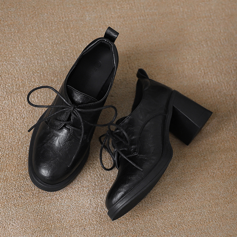 Genuine Leather 7.5cm Platform Brogues - Pointed Toe, Casual Wear ...