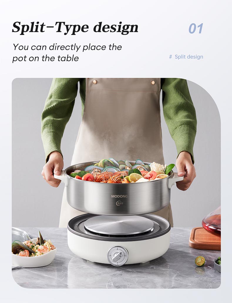 MODONG 6L Large Capacity Split-Type Electric Hot Pot 1800W High Power ...