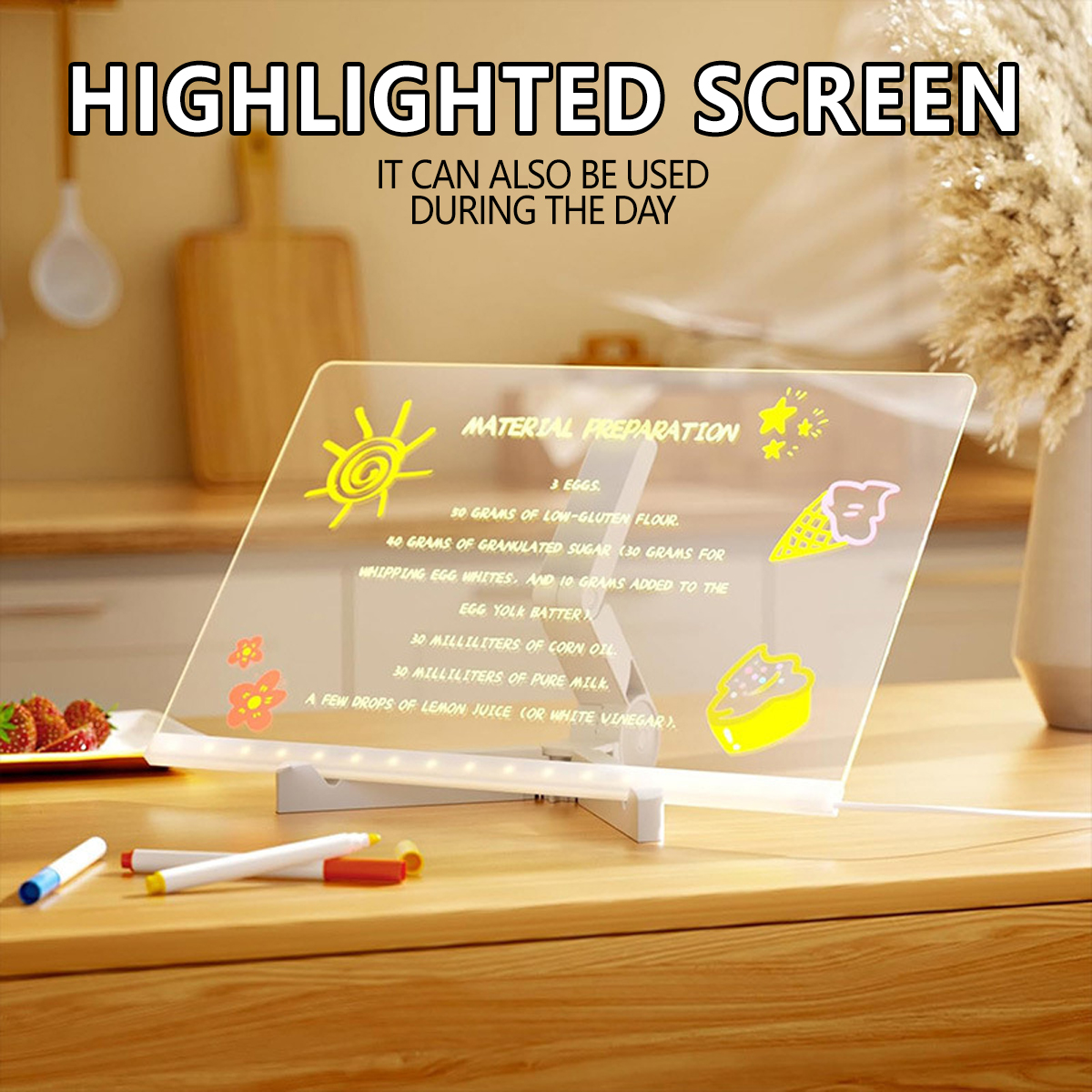 LED Drawing Board Luminous Erasable Writing Board DIY Acrylic Light-Up ...