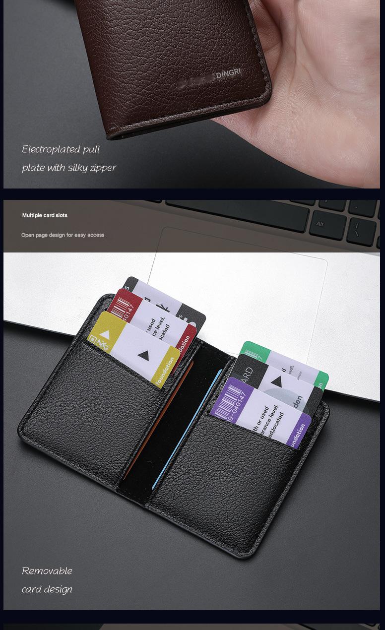 Slim Wallet for Men with Lychee Pattern - Ultra-Thin Multi-Card Holder ...