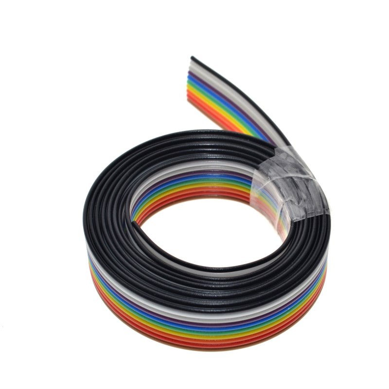 1 meter 1.27mm spacing pitch 10-way 10P flat color rainbow ribbon cable ...