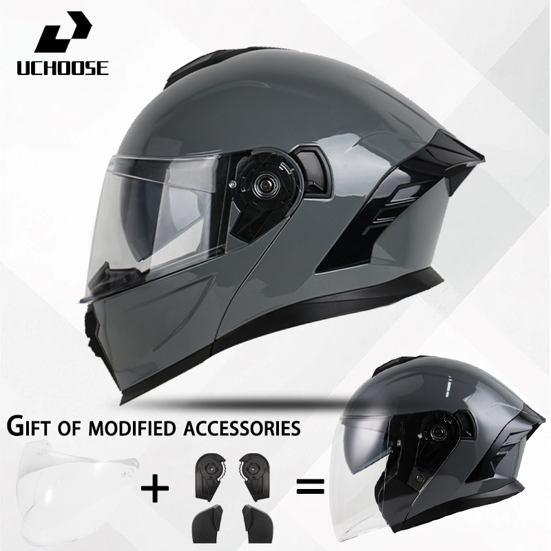 Uchoose Motorcycle Revealing Helmet Detachable Three-Quarter Helmet ...