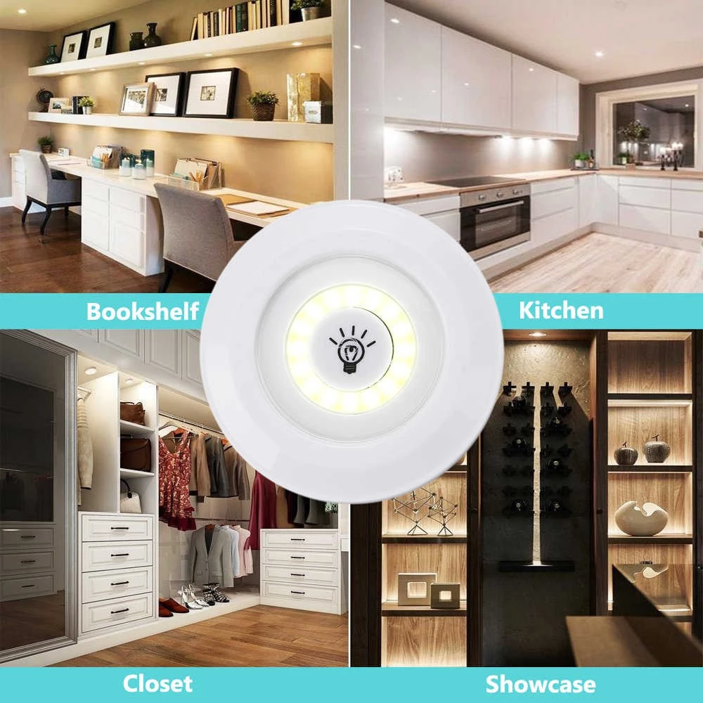 Night Lamp LED Light Push Touch Lamp Kitchen Cabinet Light 1pcs/3pcs ...