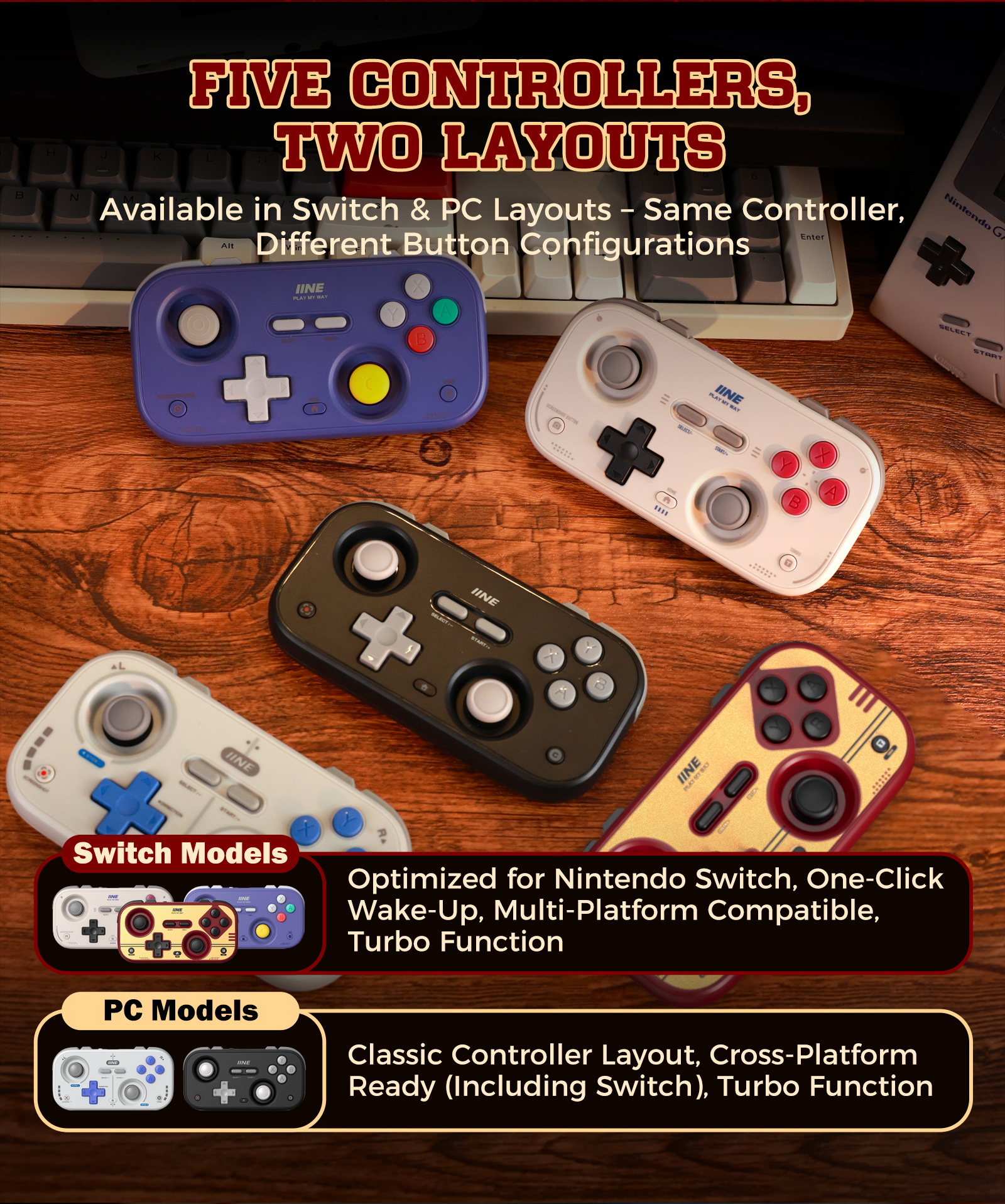 IINE Retro Pocket Game Controller/Compact & Portable Hall Joysticks ...