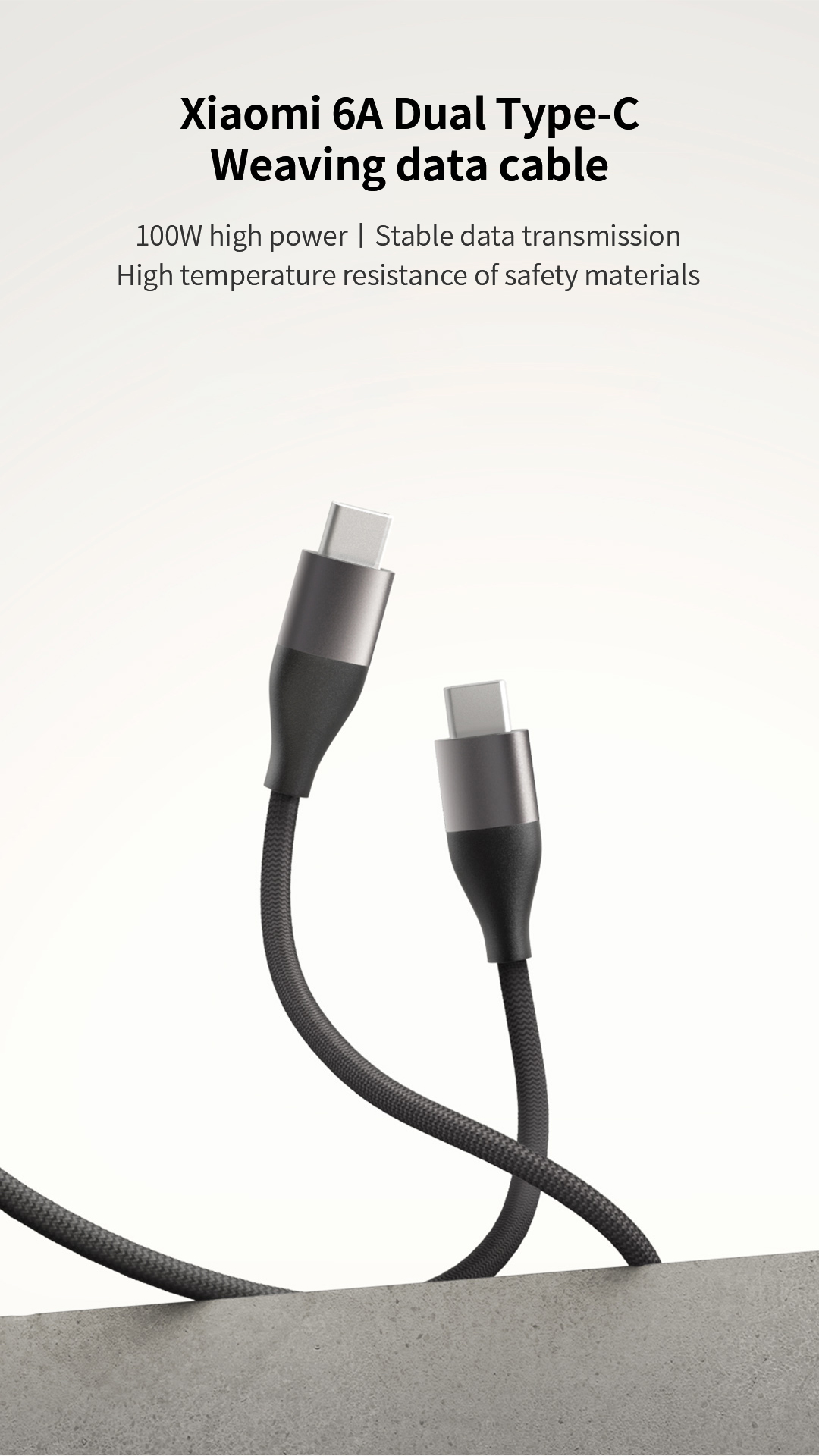 Xiaomi Weaving Data Line 6A 1m, Double Type-C, 100W MAX Power, Stable ...