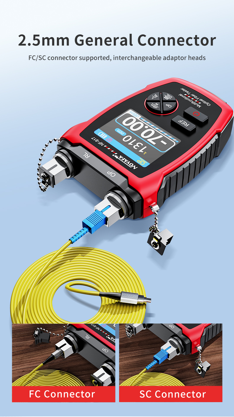 NOYAFA NF-917 Optical Power Meter Fiber Optic Tester VFL REF FC SC ...