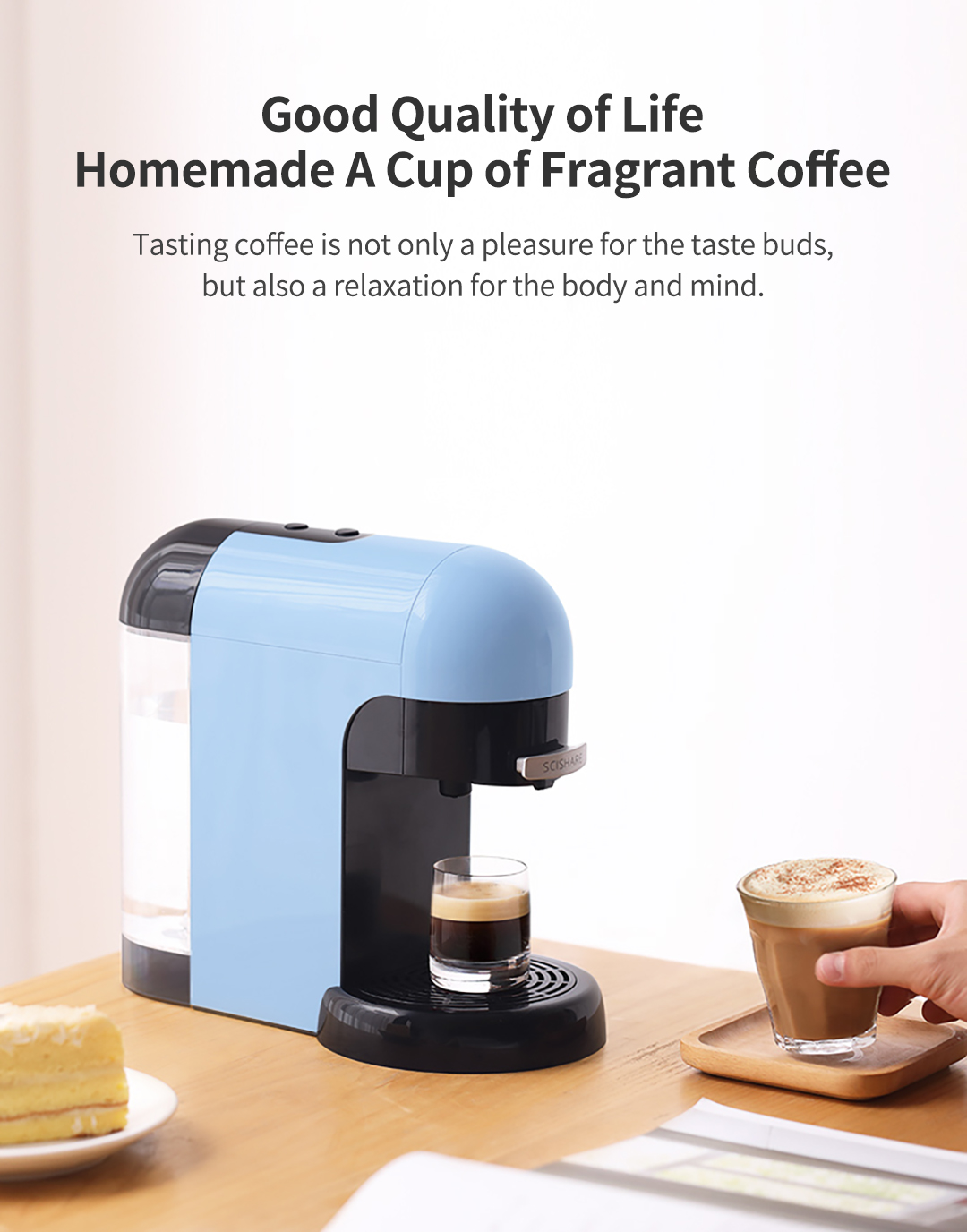 SCISHARE Espresso Machine S1801, 15Bar High Pressure Extraction, Powder ...