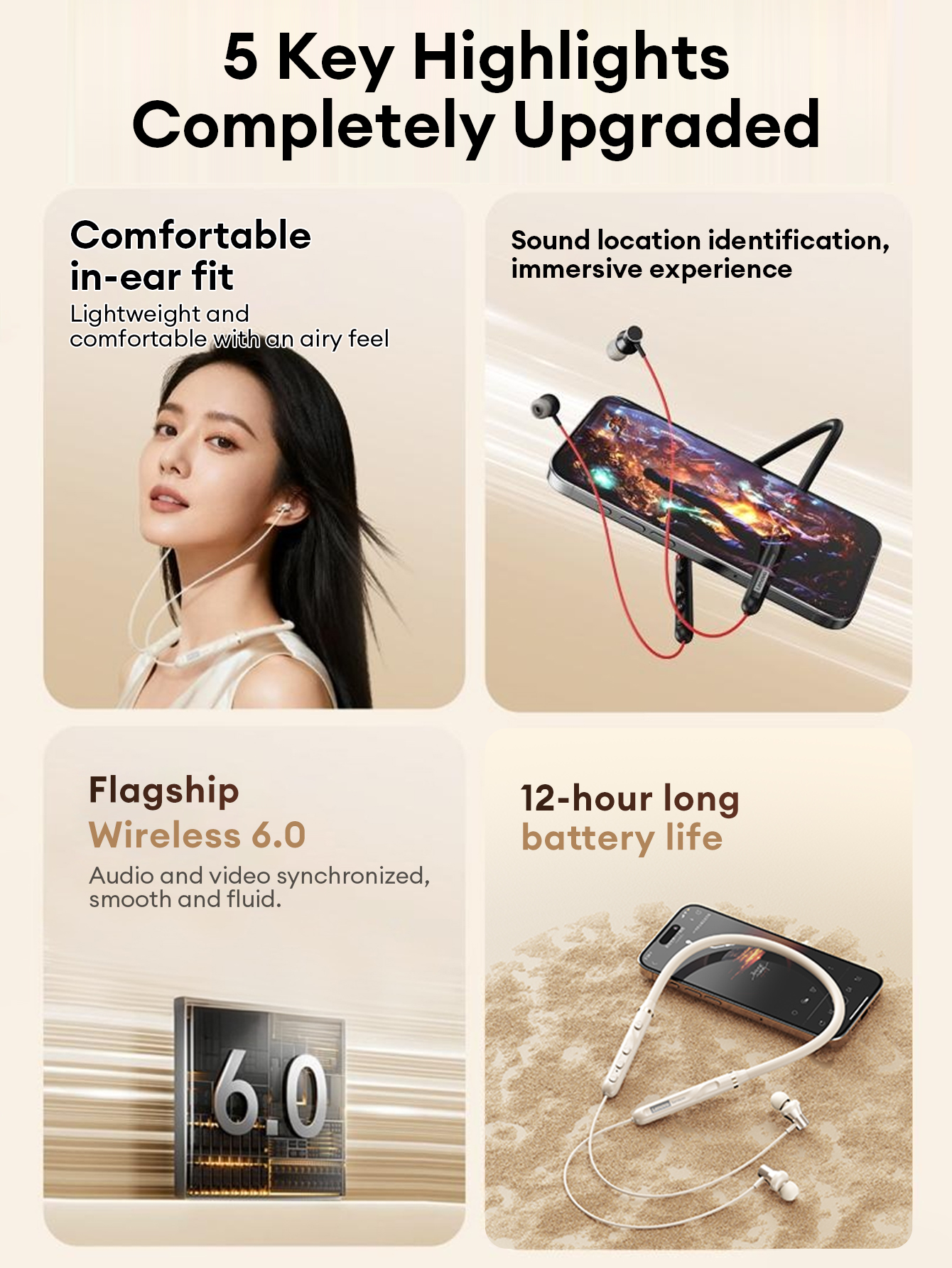 Lenovo Y111 Neckband Wireless Bluetooth Headphone With Microphone Bass ...