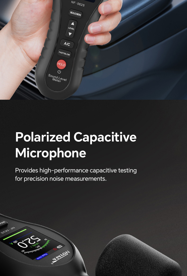 NOYAFA NF-562S Professional Digital Sound Level Meter 30-130dB Decibels High-precision color ...