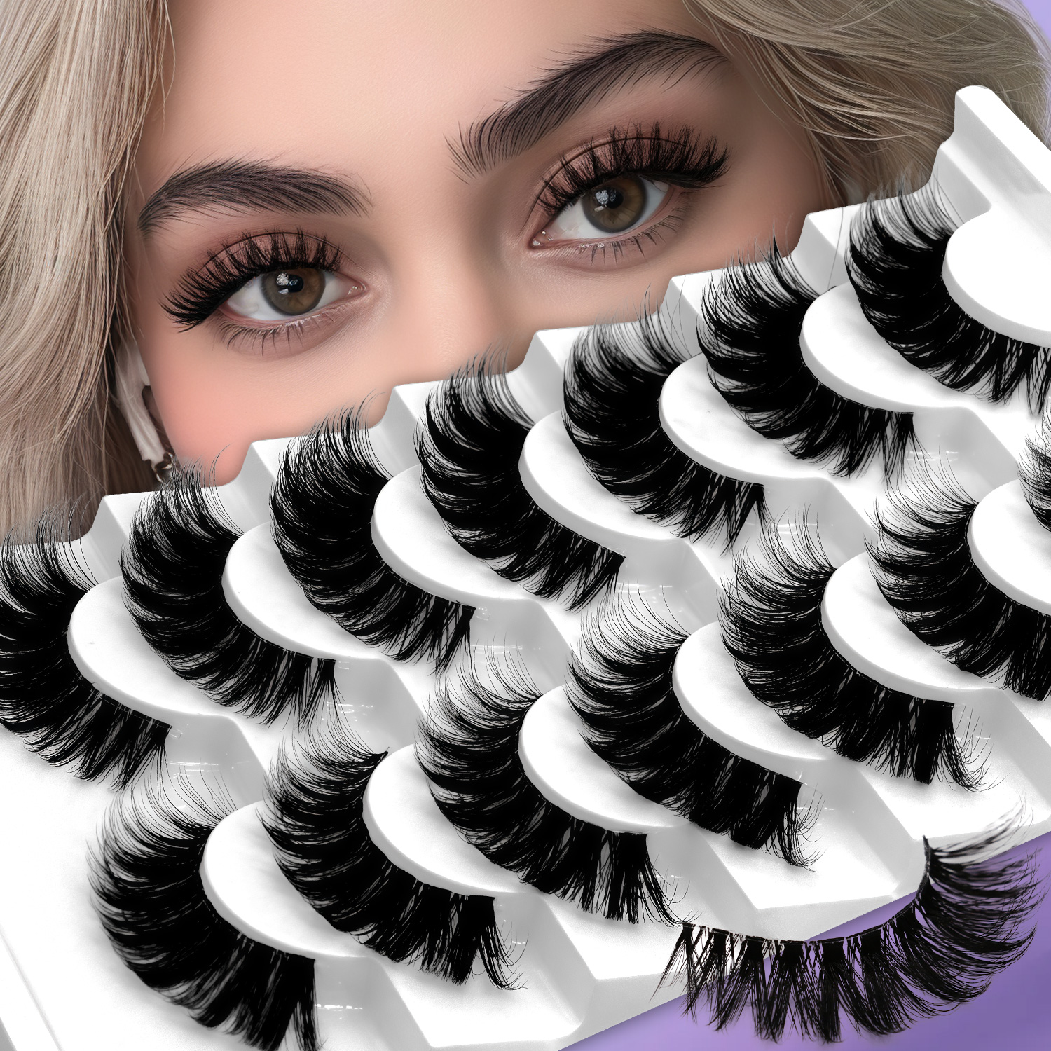 D Curl Luxurious Fluffy Volume Dramatic Messy Faux Mink False Lashes ...