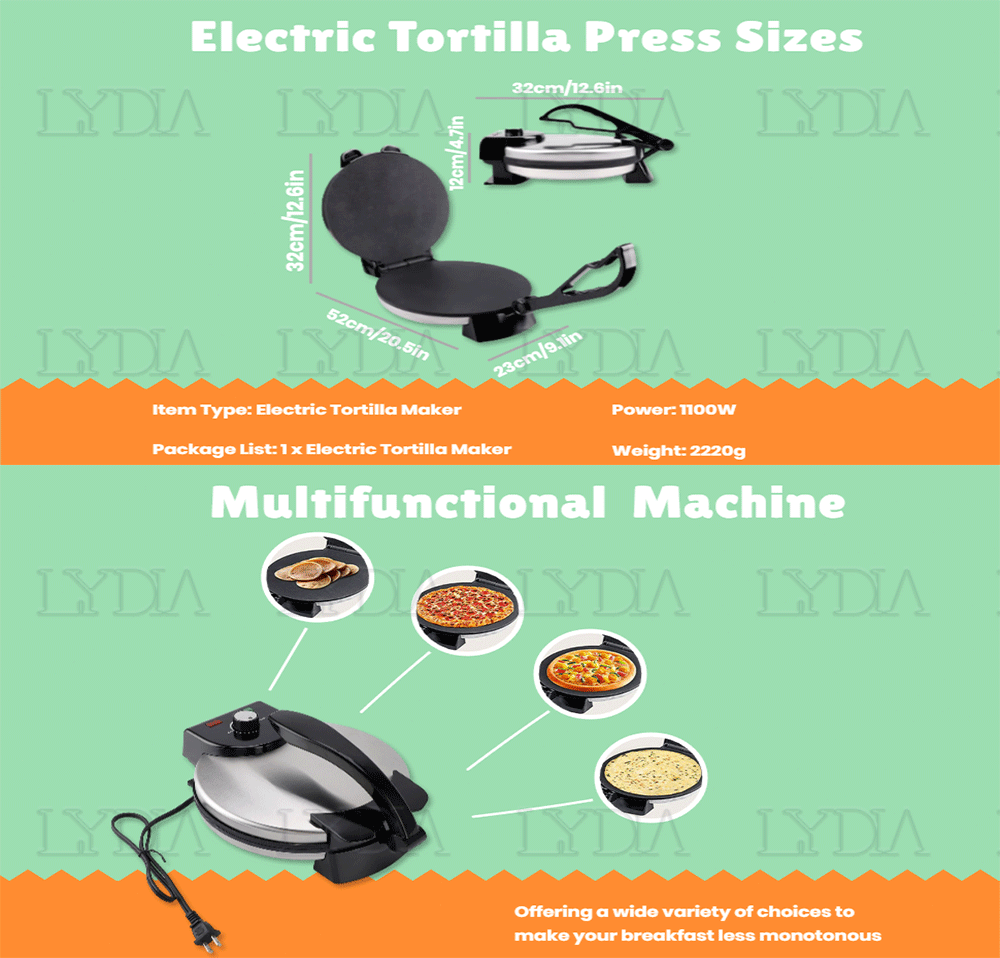 Electric Chapati Maker 1400W Paratha Chapati Roti Easy to Clean, Non ...
