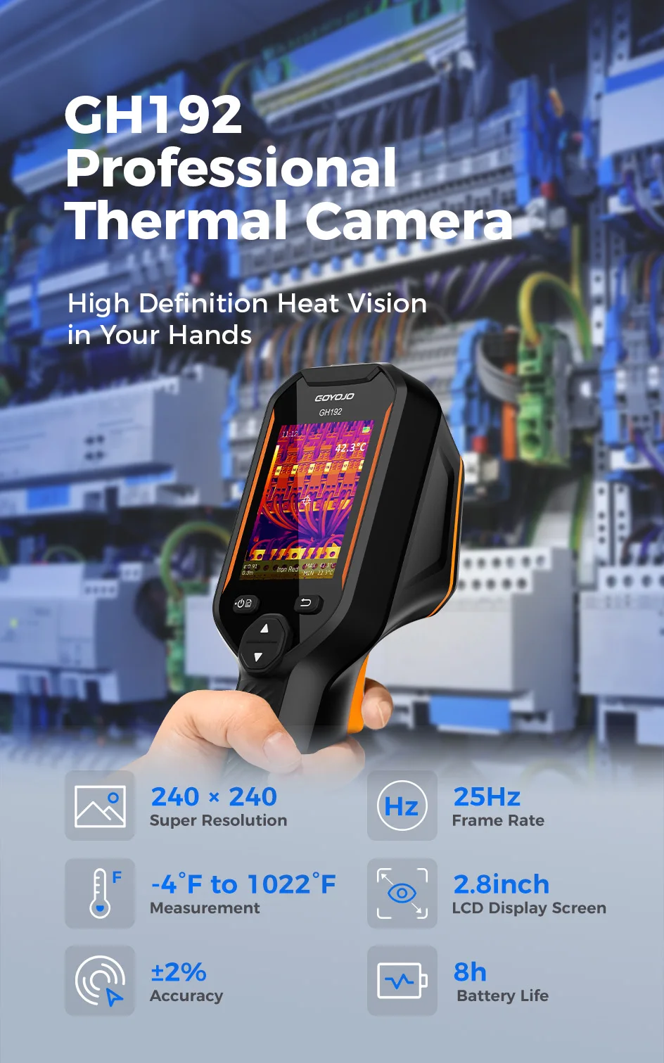 New Arrival GH340 GH192 Thermal Imager 256 x 192 IR Resolution with 2MP Visual Camera, Thermal ...