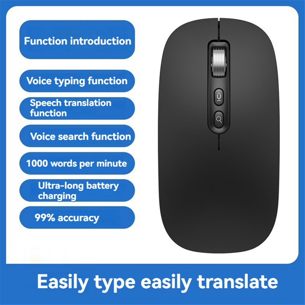 Wireless Bluetooth Rechargeable Voice Control silent mouse with wire ...