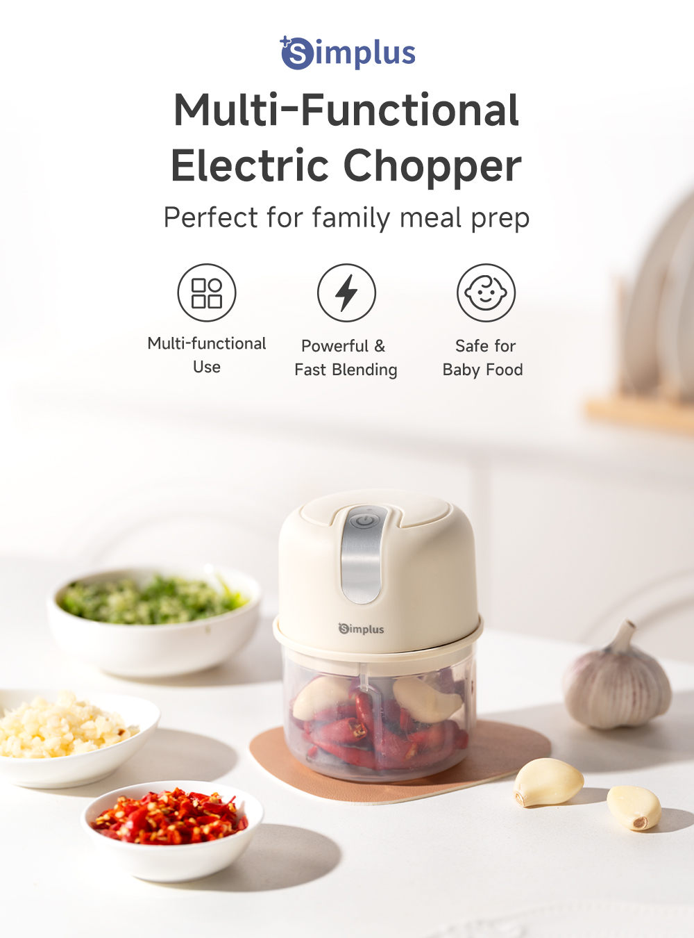 【NEW】Simplus Portable Mini Meat Grinder | 250mL Large Capacity ...