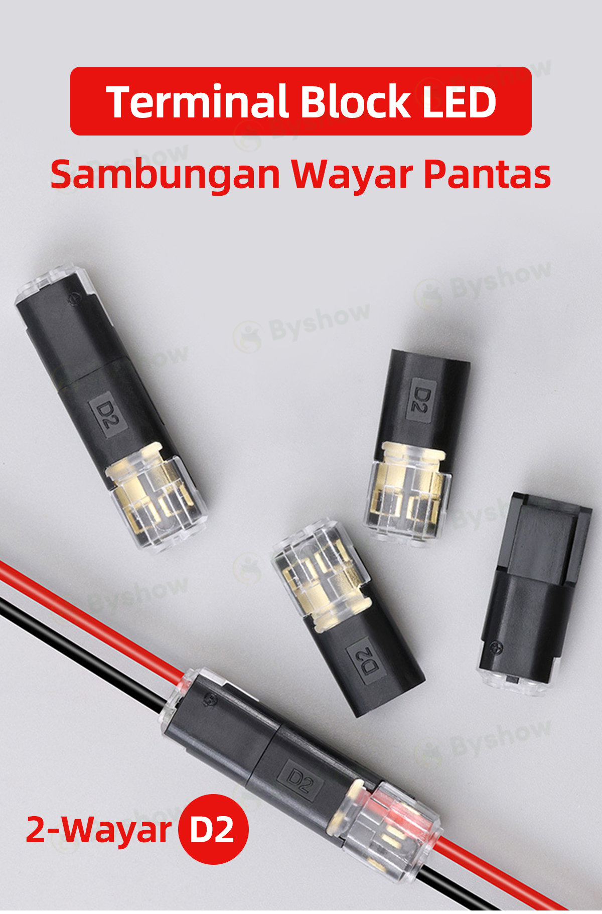 Byshow 10/20/50pcs Pencawang Wayar Kereta 2-Pin Kalis Air Sambungan ...