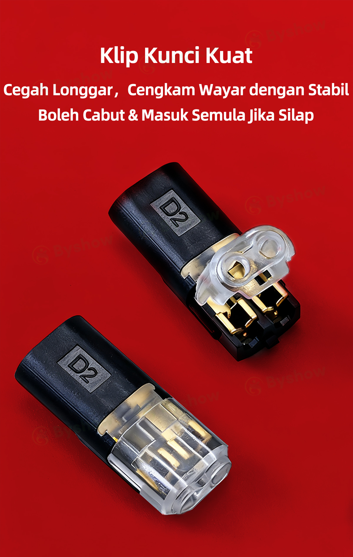 Byshow 10/20/50pcs Pencawang Wayar Kereta 2-Pin Kalis Air Sambungan ...