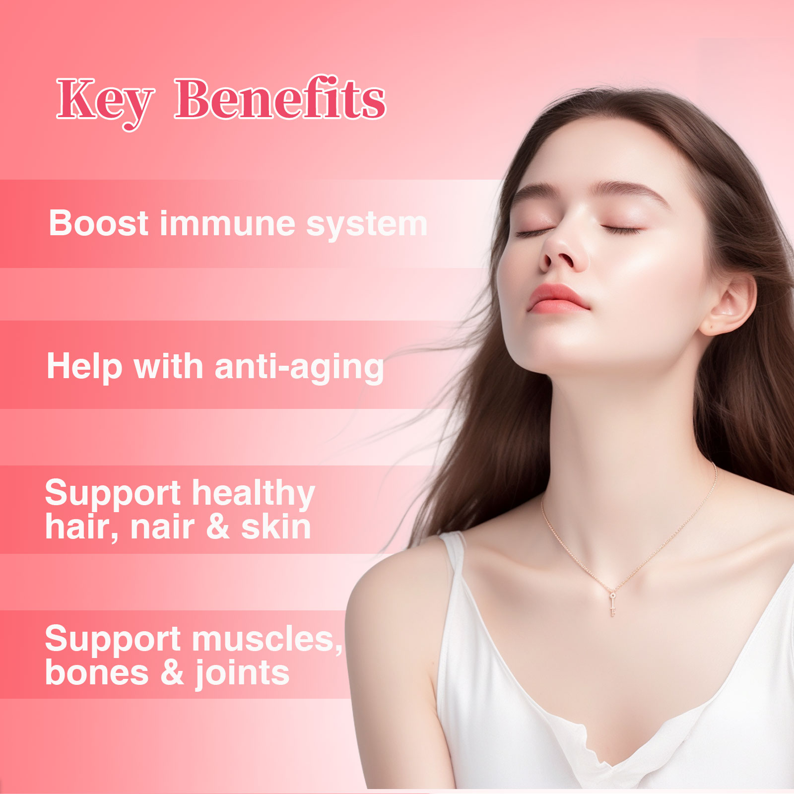 [EXP:2026.5]Nature's Key Collagen Gummies 600mg Biotin Beauty Healthy ...