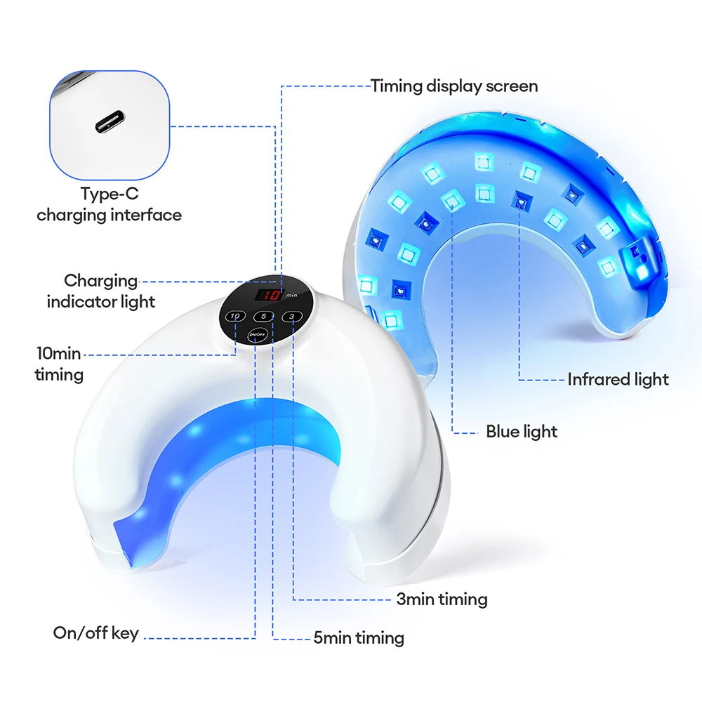 Wireless Nail Fungus Laser Device 45W 14pcs 470nm Blue Light 3-10 ...