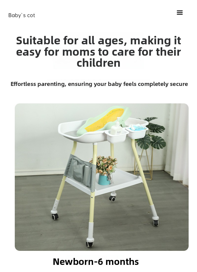 Baby Changing Table with Wheels Height Adjustable Waterproof Surface ...