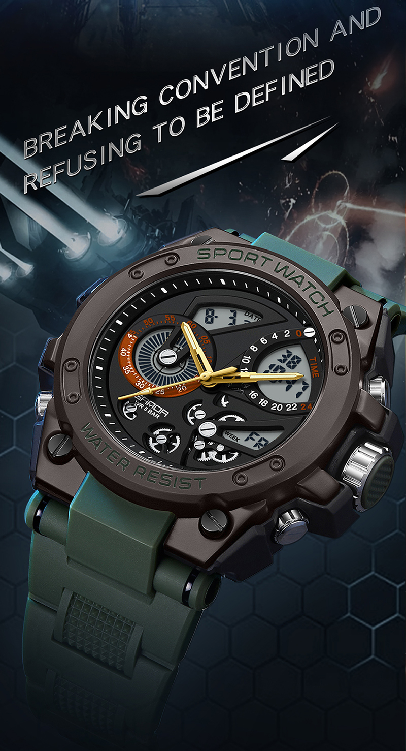 SANDA 9020-2/Original Luxury Electric Watch Multi-function Sports Gear ...